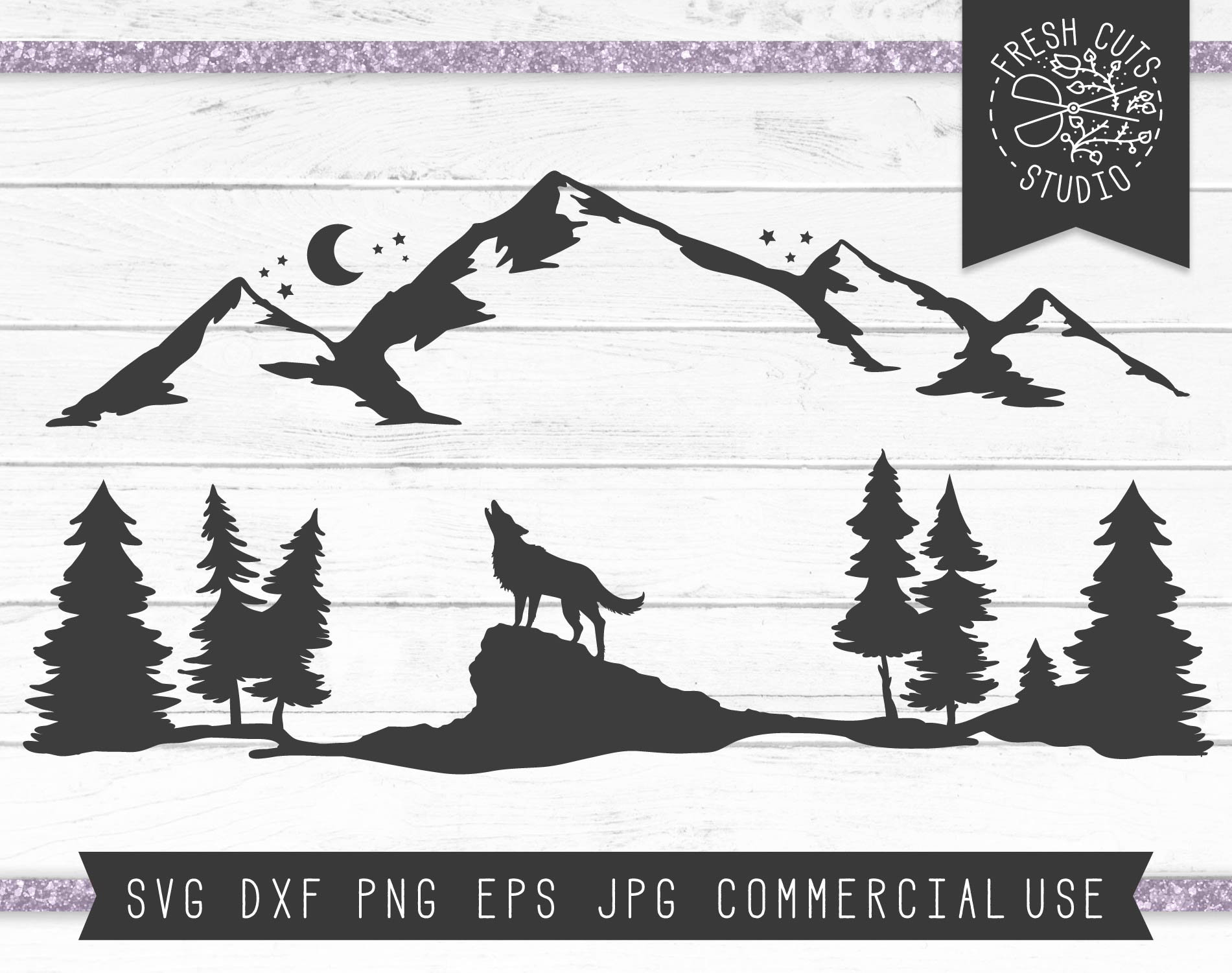 Howling Wolf Svg Silhouette Cut Files Howling at the Moon | Etsy