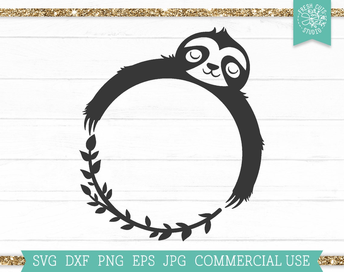 Sloth SVG Cut File Sloth Monogram Frame SVG Cutting File for - Etsy