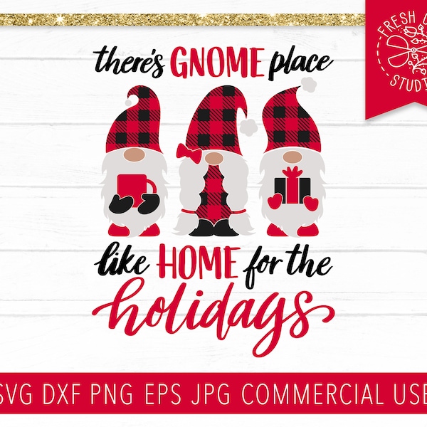 Gnome Place Like Home for the Holidays Svg - Etsy