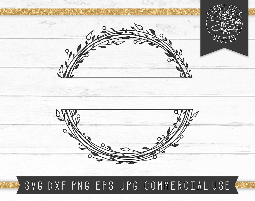 Laurel Monogram Frame Svg Split Frame Cut File Instant Download Digital ...