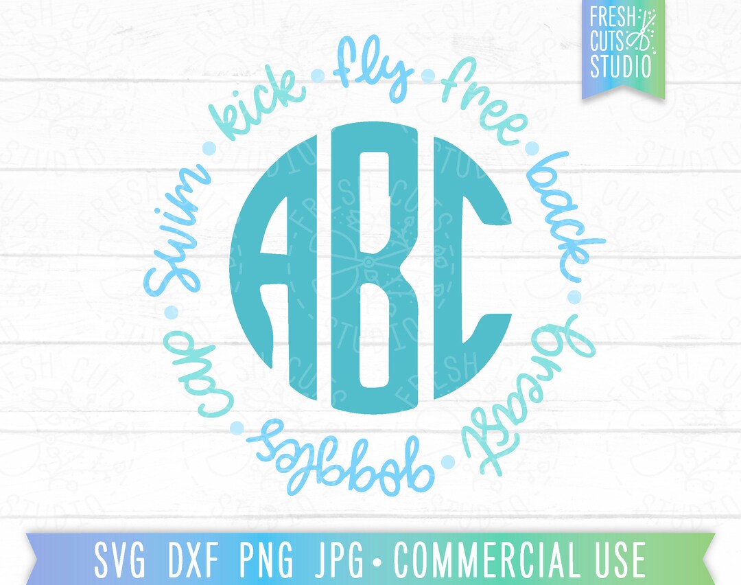 Swim SVG Monogram Frame Cut File, Swim Mom Svg, Swimming Svg, Fly Back ...