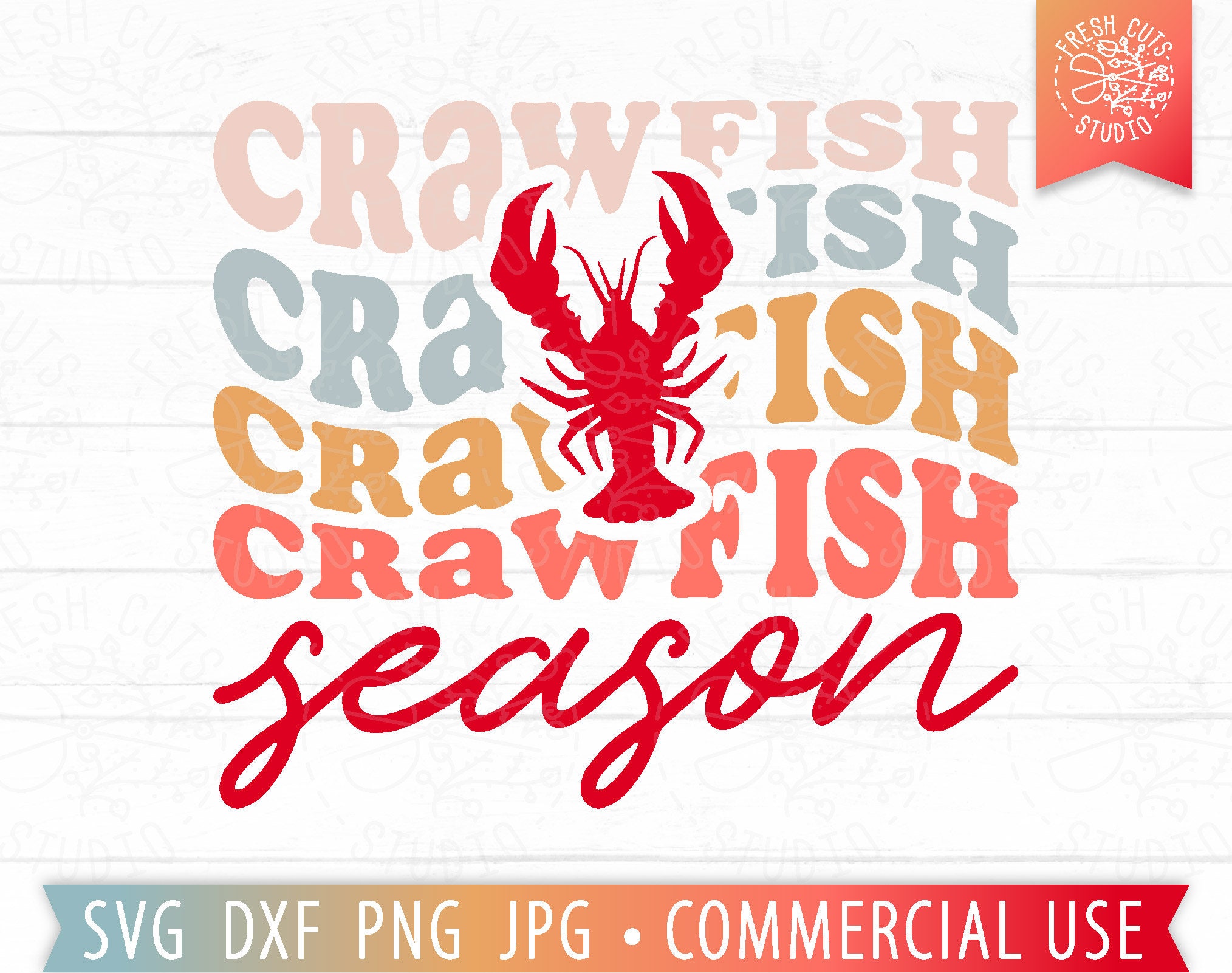 Crawfish Season SVG Louisiana Cut File for Cricut, Silhouette, Retro ...