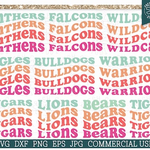 Mascot Sport Names SVG Bundle, Wavy, Cougars, Lions, Warrior, Panthers ...