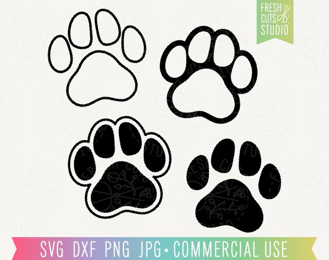 Paw Prints SVG Paws Cut Files for Cricut, Pawprints SVG, Paw Outline ...