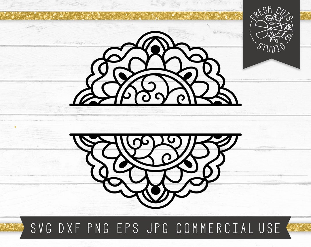Monogram Split Frame SVG Cut File for Cricut, Instant Download, Mandala ...