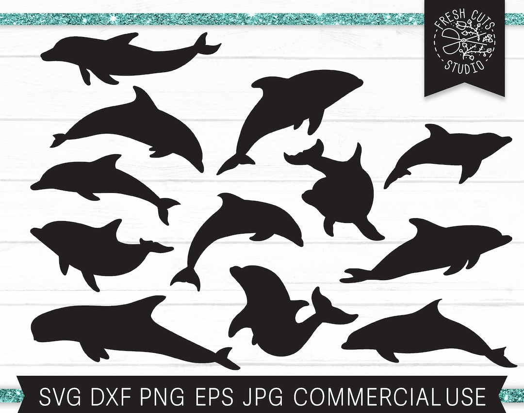 Dolphin SVG File, Dolphins SVG Cut File for Cricut, Dolphin Silhouettes ...