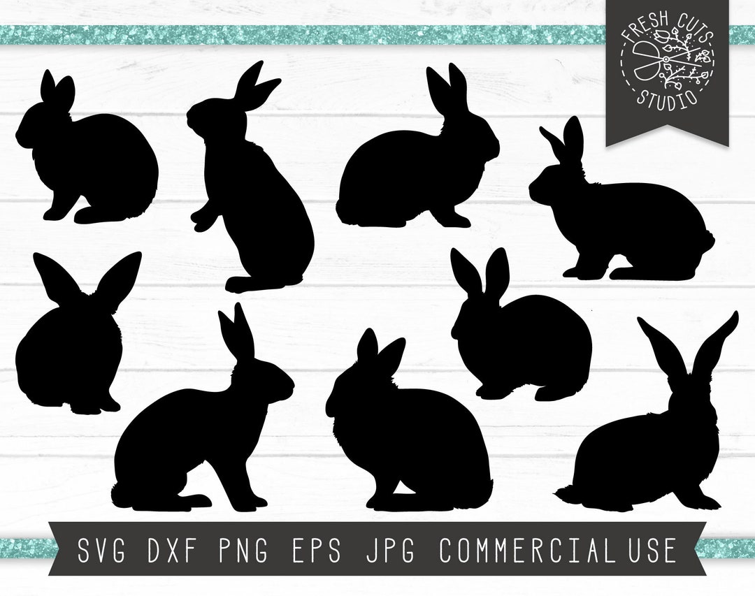 Rabbit SVG Silhouettes Instant Download Files for Cricut, Bunny SVG ...