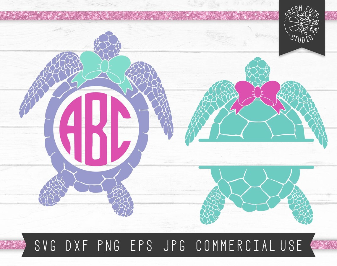 Sea Turtle Monogram Frame SVG Cut File for Cricut Silhouette | Etsy