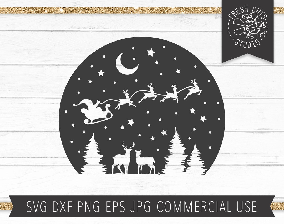 Winter Christmas Scene SVG Cut File, Santa Svg, Rustic Christmas SVG ...