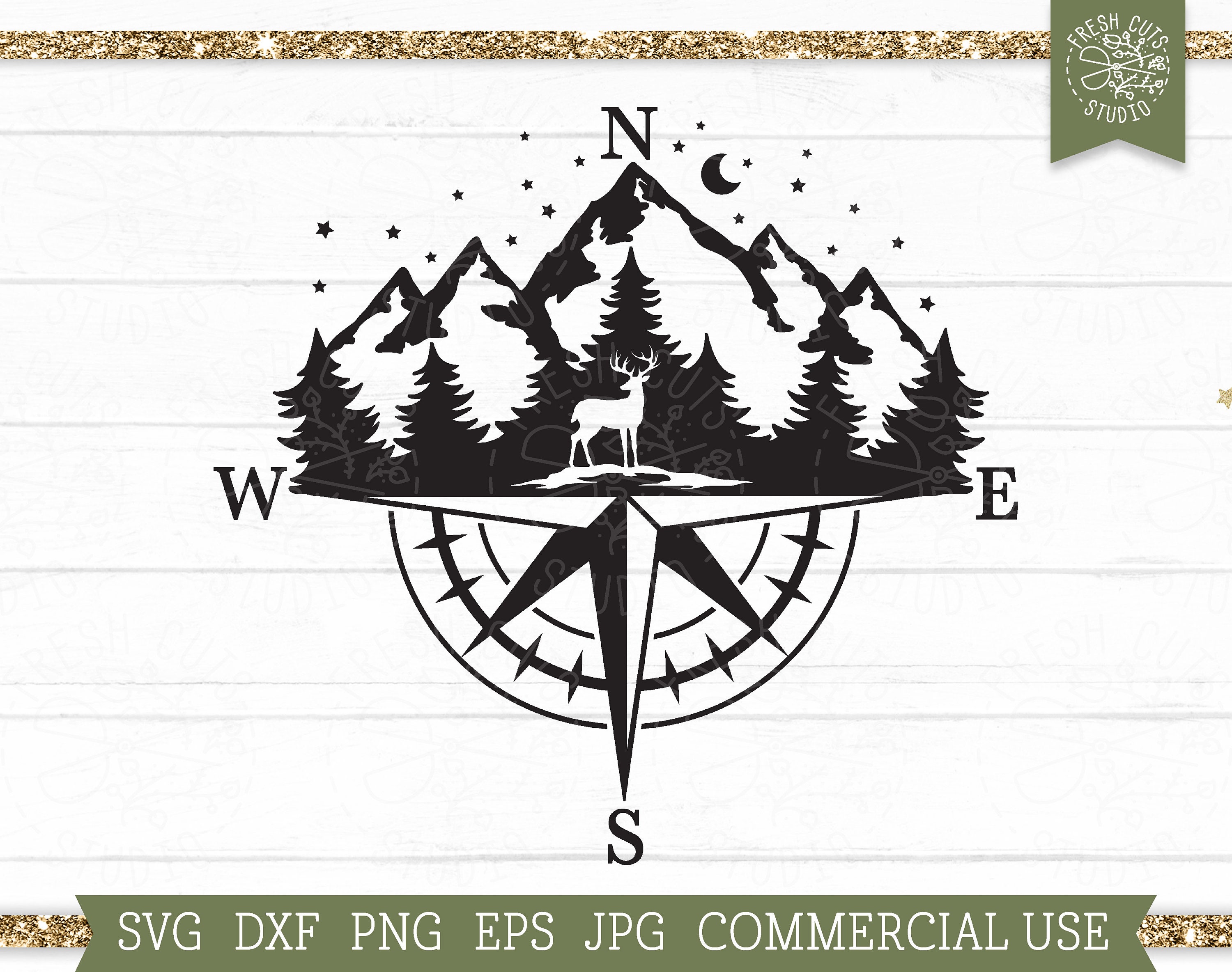 Wilderness Deer SVG Compass Cut File for Cricut Silhouette - Etsy Canada