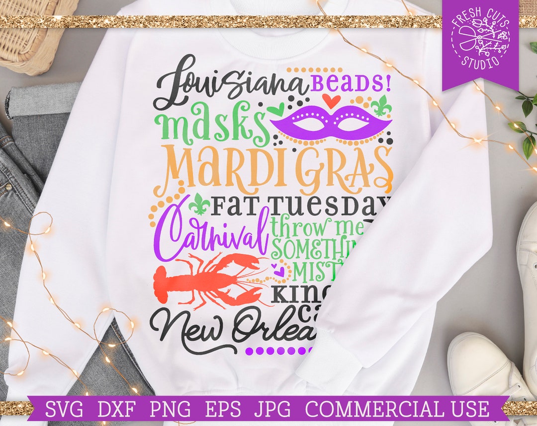 Mardi Gras SVG Fat Tuesday, Carnival New Orleans Louisiana Cut File for ...