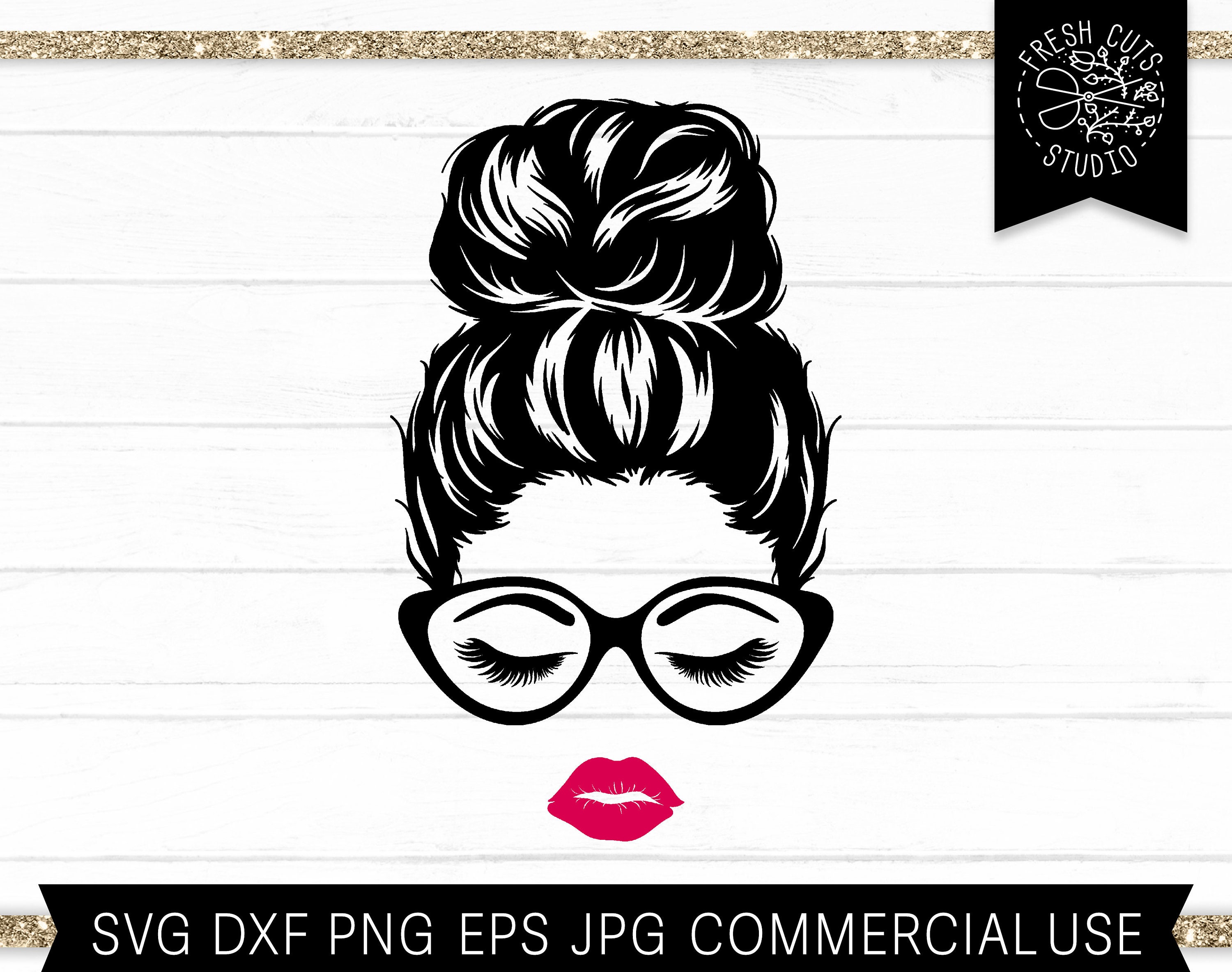 Messy Bun With Glasses Svg Free Svg Cut Files Appsvg Com Sexiz Pix