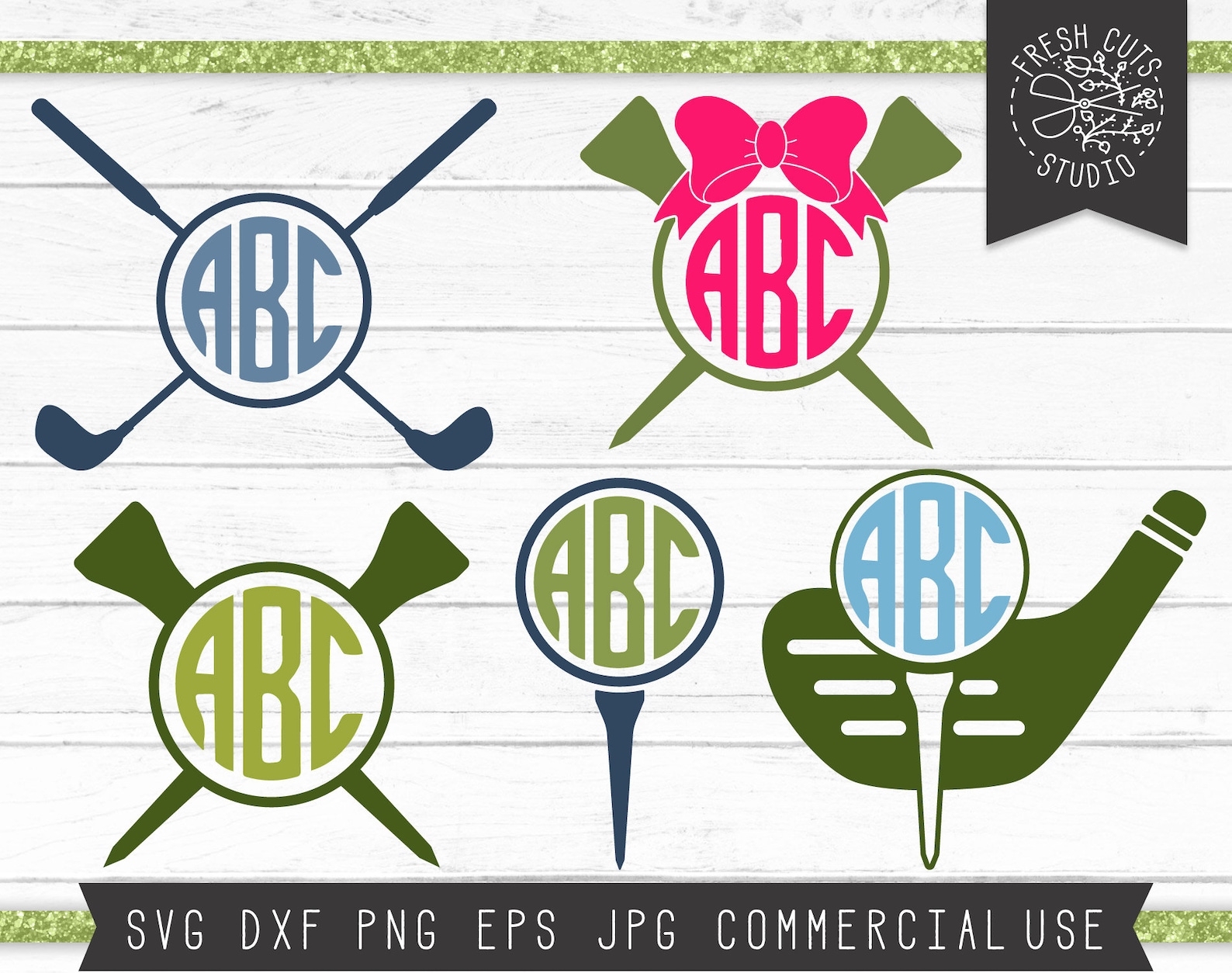 Golf Monogram SVG Cut Files for Cricut, Golfing Silhouettes, Golf Club ...