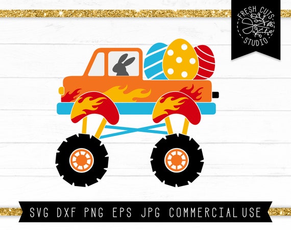 Monster Truck SVG Easter Bunny Cut File for Cricut Silhouette | Etsy