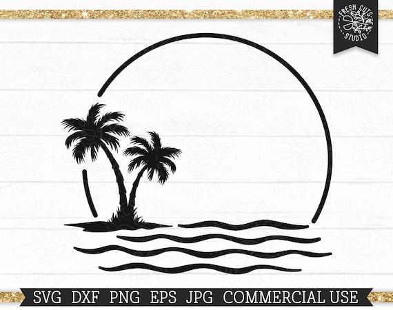 Palm Tree SVG Circle Monogram Frame Cut File for Cricut Ocean - Etsy