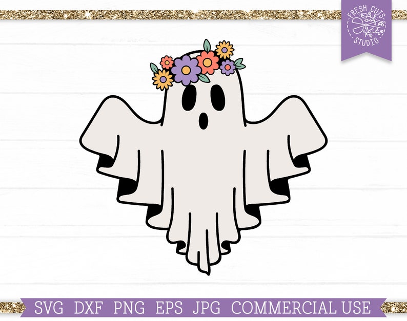 Cute Ghost SVG Flower Ghost Cut File for Cricut Silhouette - Etsy