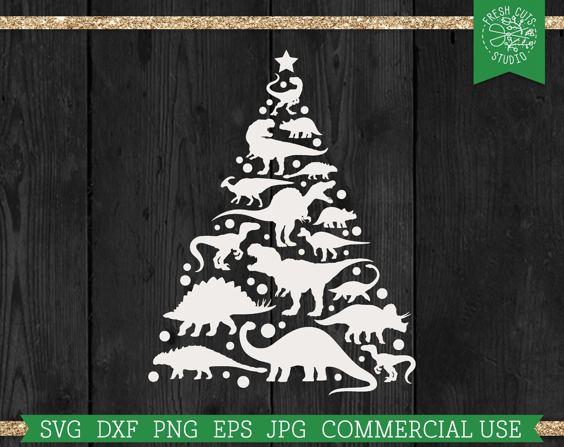 Dinosaur Christmas Tree SVG Kids Holiday Cut File for Cricut - Etsy