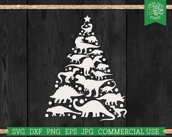 Dinosaur Christmas Tree SVG Kids Holiday Cut File for Cricut | Etsy