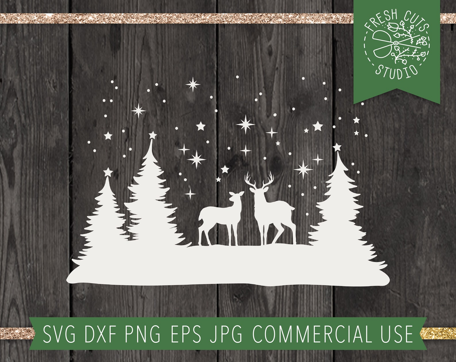 Winter Scene SVG Cut File for Cricut Deer Svg Snowy Woods - Etsy Finland