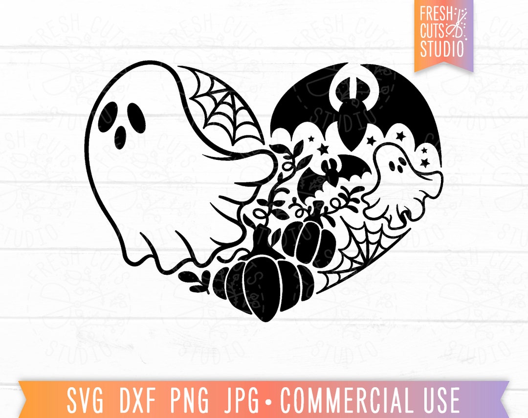 Halloween Heart SVG, Ghost Heart Svg, Spooky Shirt Design, Happy ...