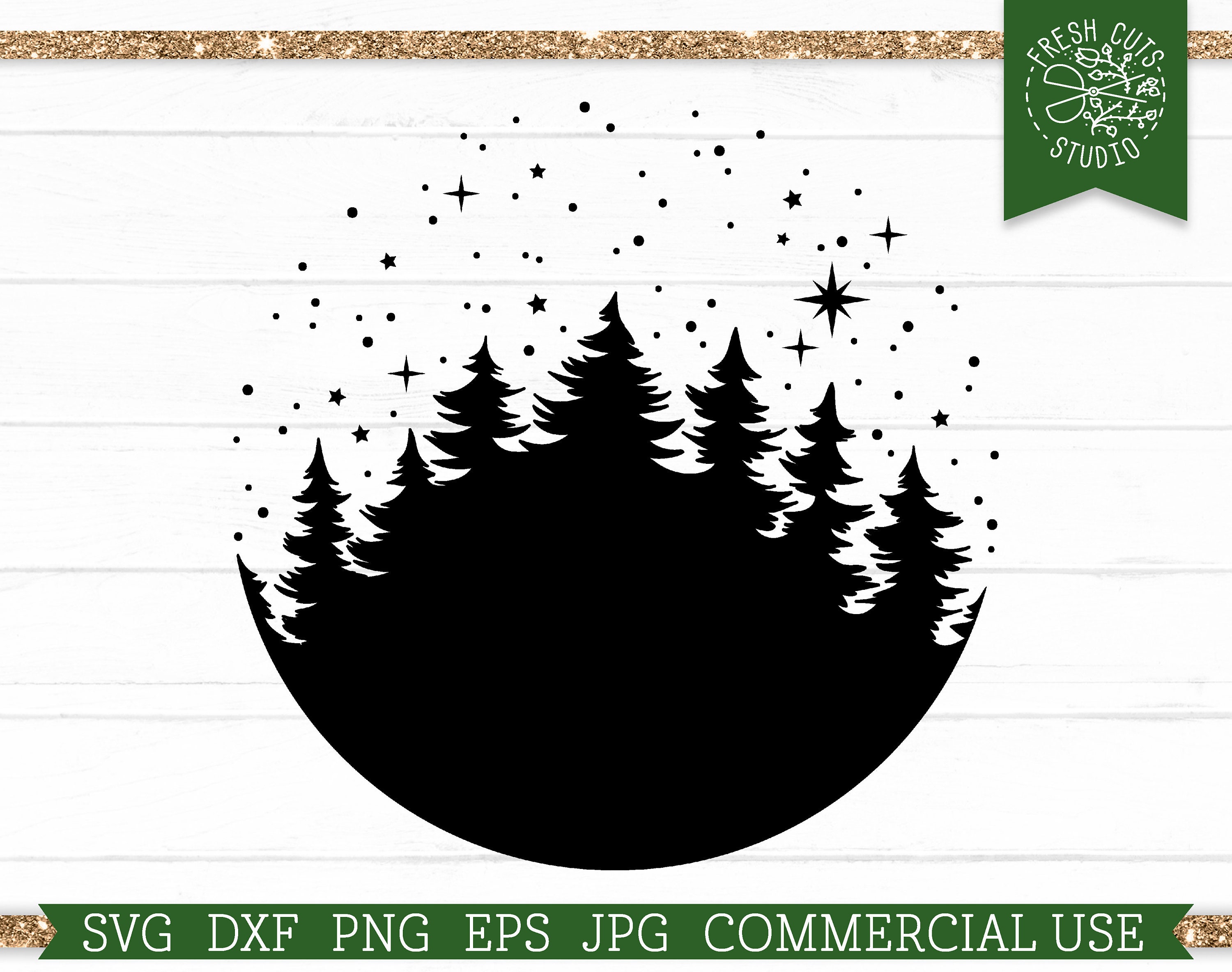 Winter Forest SVG Snowy Scene Pine Tree Circle Cut File for - Etsy