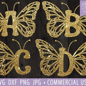 Butterfly Letters SVG Alphabet Cut File Cricut, Silhouette, Butterfly ...