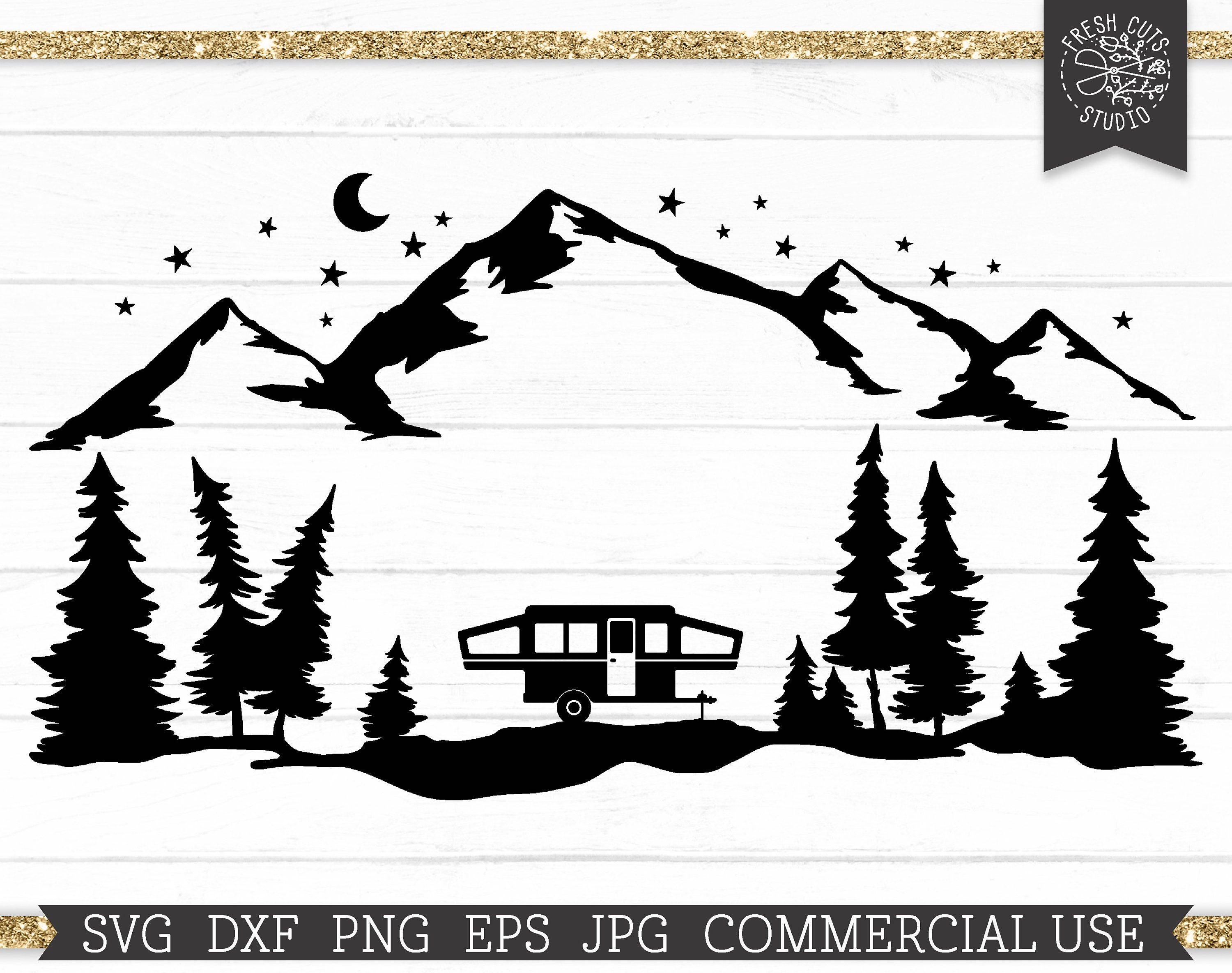 Popup Camper Trailer Svg Forest Scene Cut File For Cricut Etsy Canada