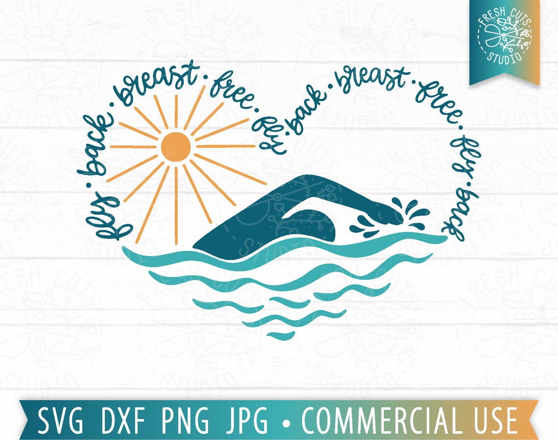 Swim SVG Heart Cut File, Swim Mom Svg, Swimming Svg, Fly Back Breast ...