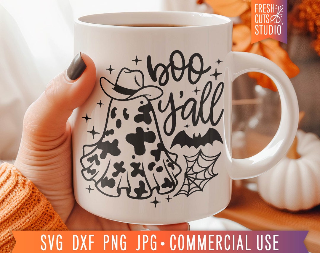 Boo Y'all SVG Cowboy Ghost Cut File, Ghost Halloween, Souther Fall Svg ...