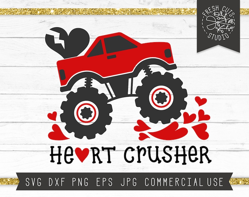Valentine SVG for Boys Valentine's Day SVG Monster Truck - Etsy