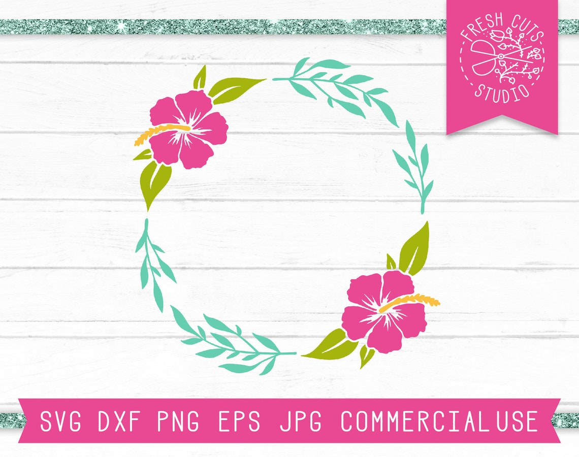 Hibiscus Frame SVG Hawaiian Flower Frame Svg Hibiscus Circle | Etsy