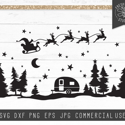 Christmas Svg Starry Forest Cut File Pine Forest Svg Santa - Etsy