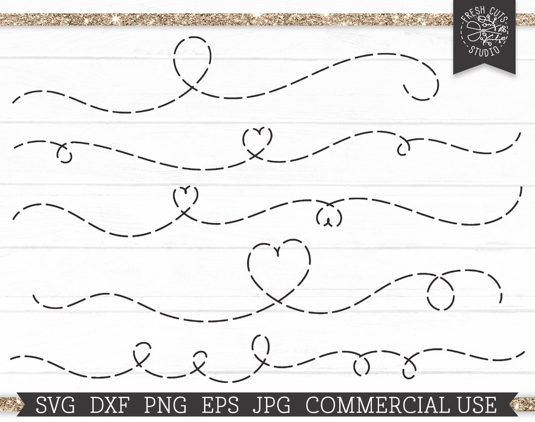 Heart Doodle Lines SVG, Dotted Lines SVG Cut File for Cricut, Line ...