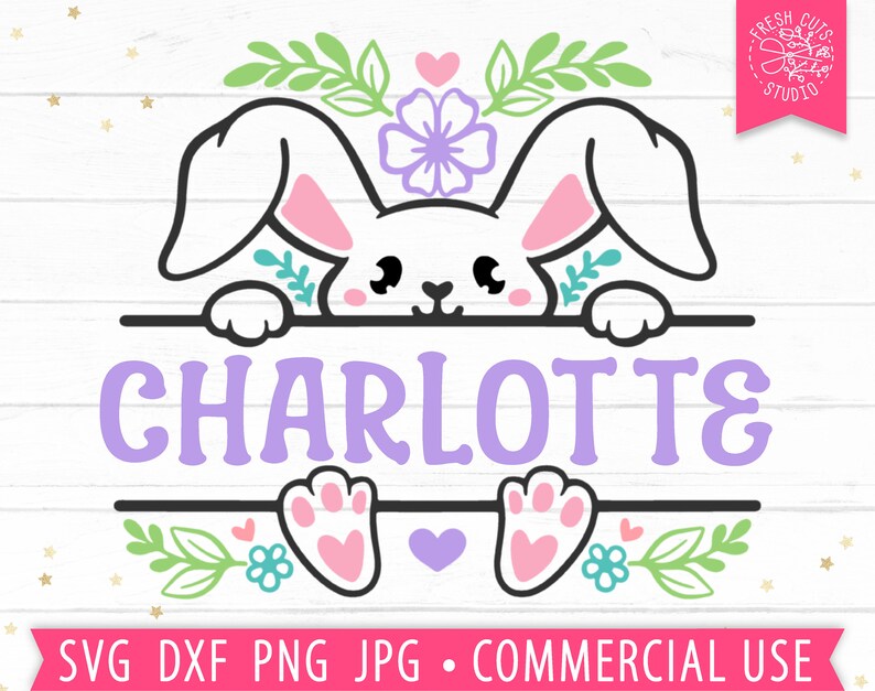 Easter Bunny Name Frame SVG Cut File Bunny Rabbit Svg Add - Etsy