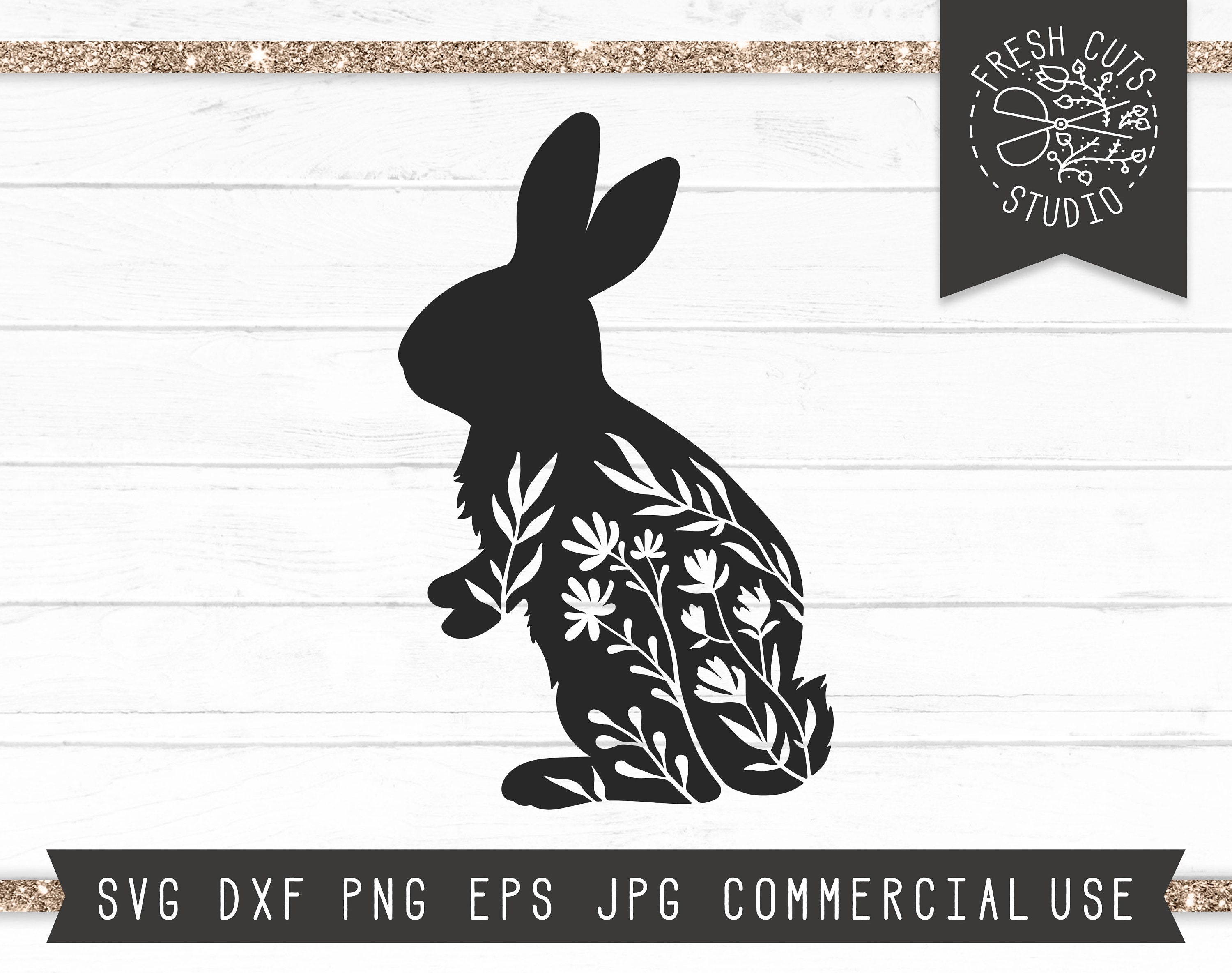Rabbit SVG Floral Rabbit SVG Rabbit Silhouette SVG Cut File - Etsy Canada