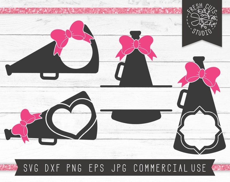 Megaphone Monogram Frame Svg Cheer Bow Monogram Frames Svg - Etsy
