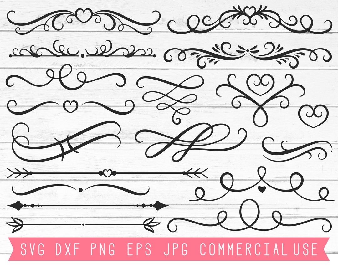 Flourish Svg Clip Art Digital Cut Files, Swoosh SVG, Swish Curly Curls ...