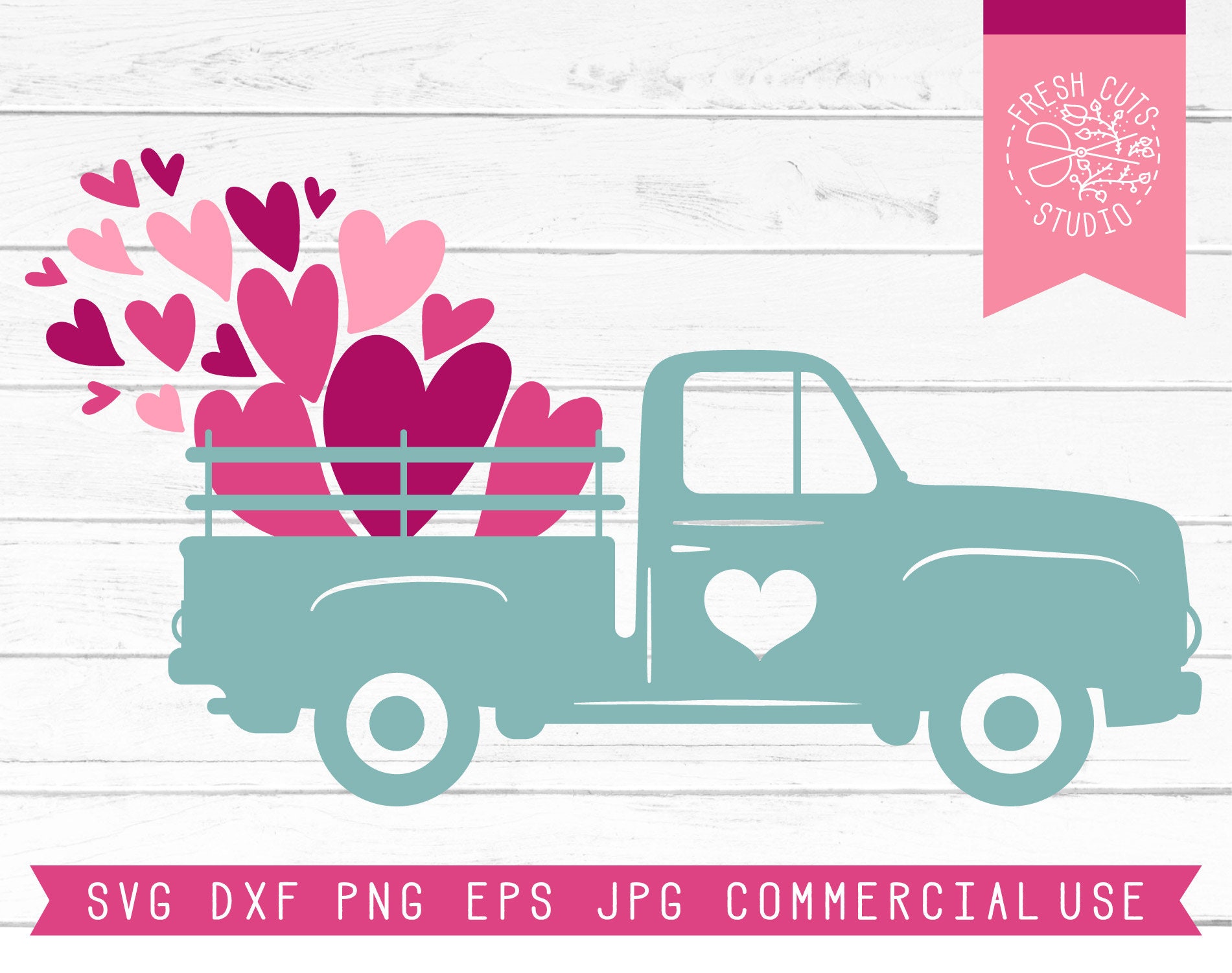 Valentine Truck SVG Digital Cut Files Instant Download Heart | Etsy
