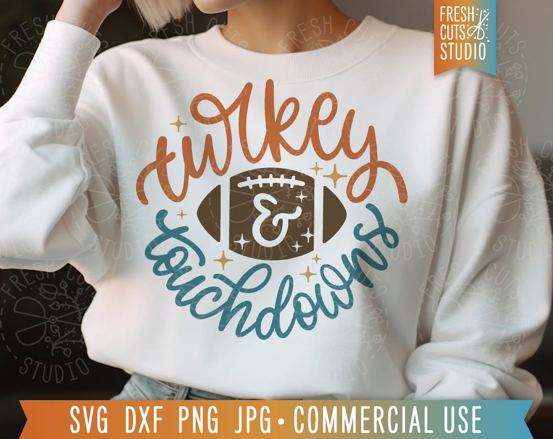 Turkey & Touchdowns SVG, Retro Football Svg, Thanksgiving Svg Png ...