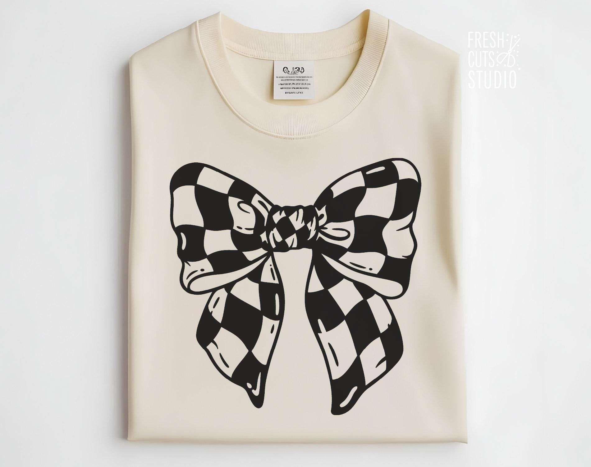 Checkered Bow Svg Cut File for Cricut, Coquette Check Bow, Hand Drawn ...