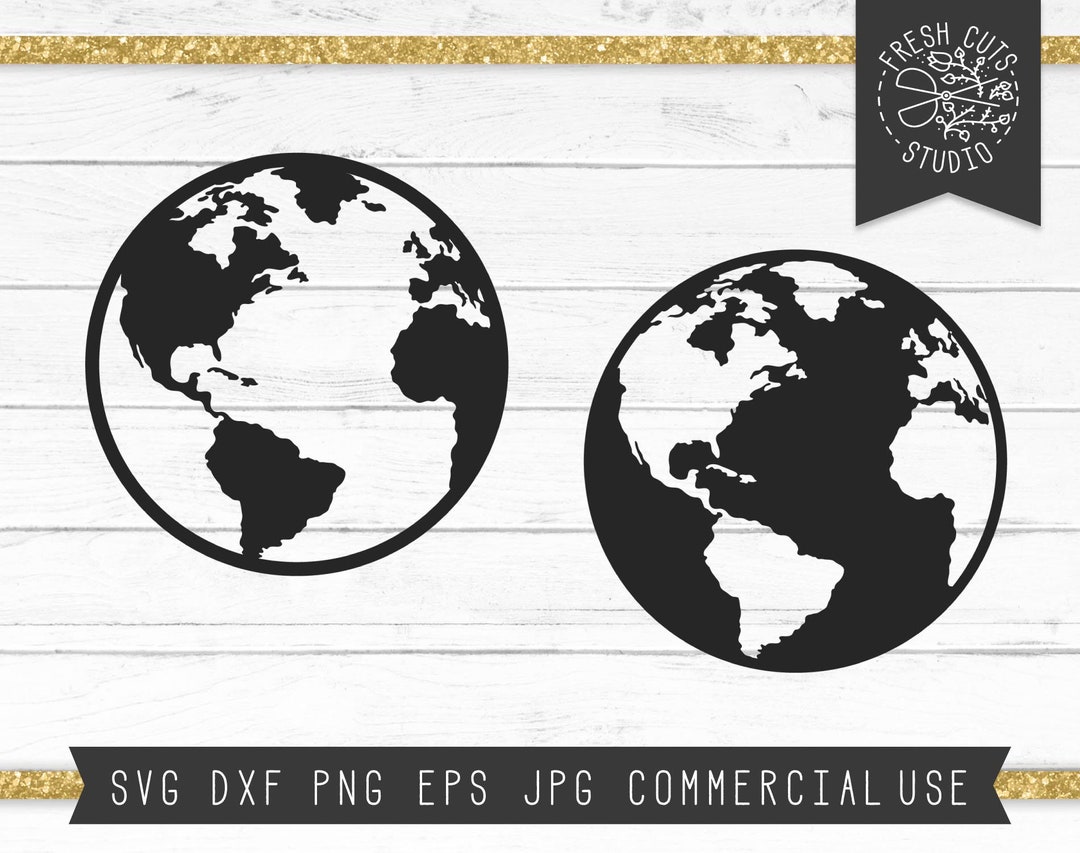 Planet Earth SVG Cut File for Cricut, Earth Silhouette, Globe SVG ...