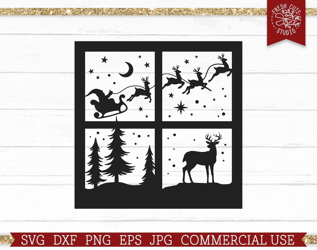 Christmas Deer SVG, Snowy Winter Deer Scene SVG Cut File for Cricut ...