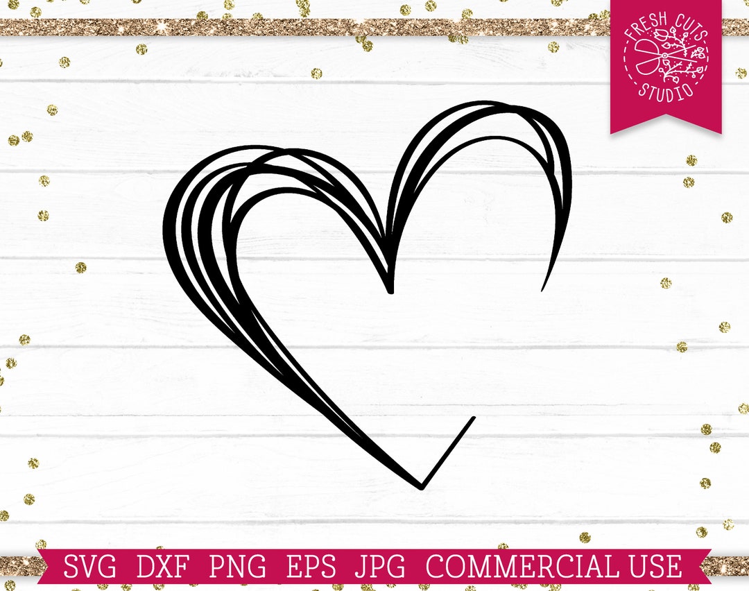 Heart SVG Cut File for Cricut Silhouette File, Messy Heart Svg, Hand ...