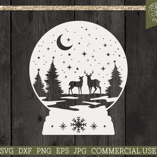 Snowy Winter Deer SVG Christmas Scene Cut File Png Eps Dxf - Etsy