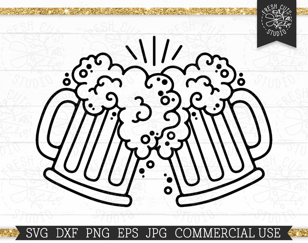 Beer Mugs SVG Cut File for Cricut, Silhouette, Beers Cheers Clipart ...