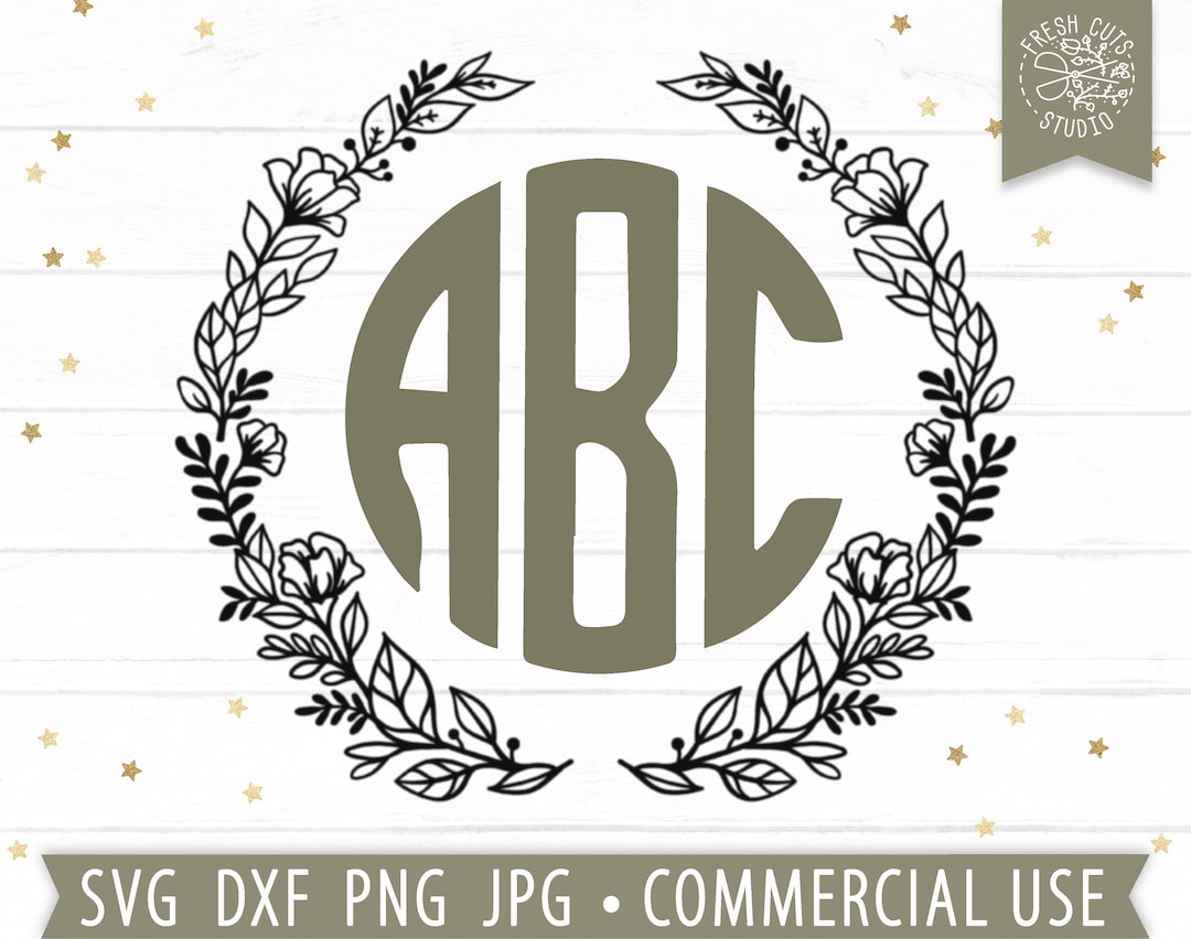 Floral Monogram Frame SVG Cut File, Flower Name Frame, Floral Wreath ...