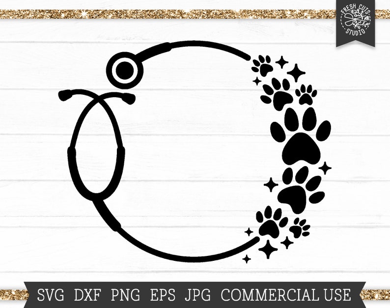 Paw Stethoscope SVG, Veterinarian SVG Cut File Cricut, Silhouette ...