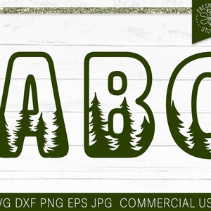 Forest Font Letters SVG Cut Files for Cricut for Silhouette, Pine Tree ...