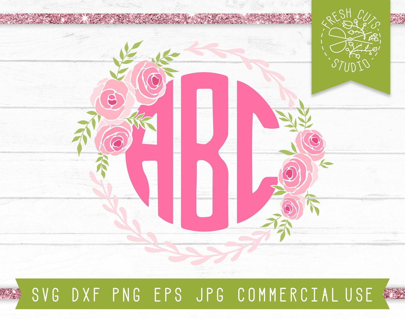 Wreath SVG Floral Monogram Frame Svg Flower Wreath SVG - Etsy