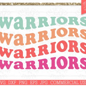 Warrior SVG Cut File for Cricut, Retro Wavy, Sport Mascot SVG Cuttable ...